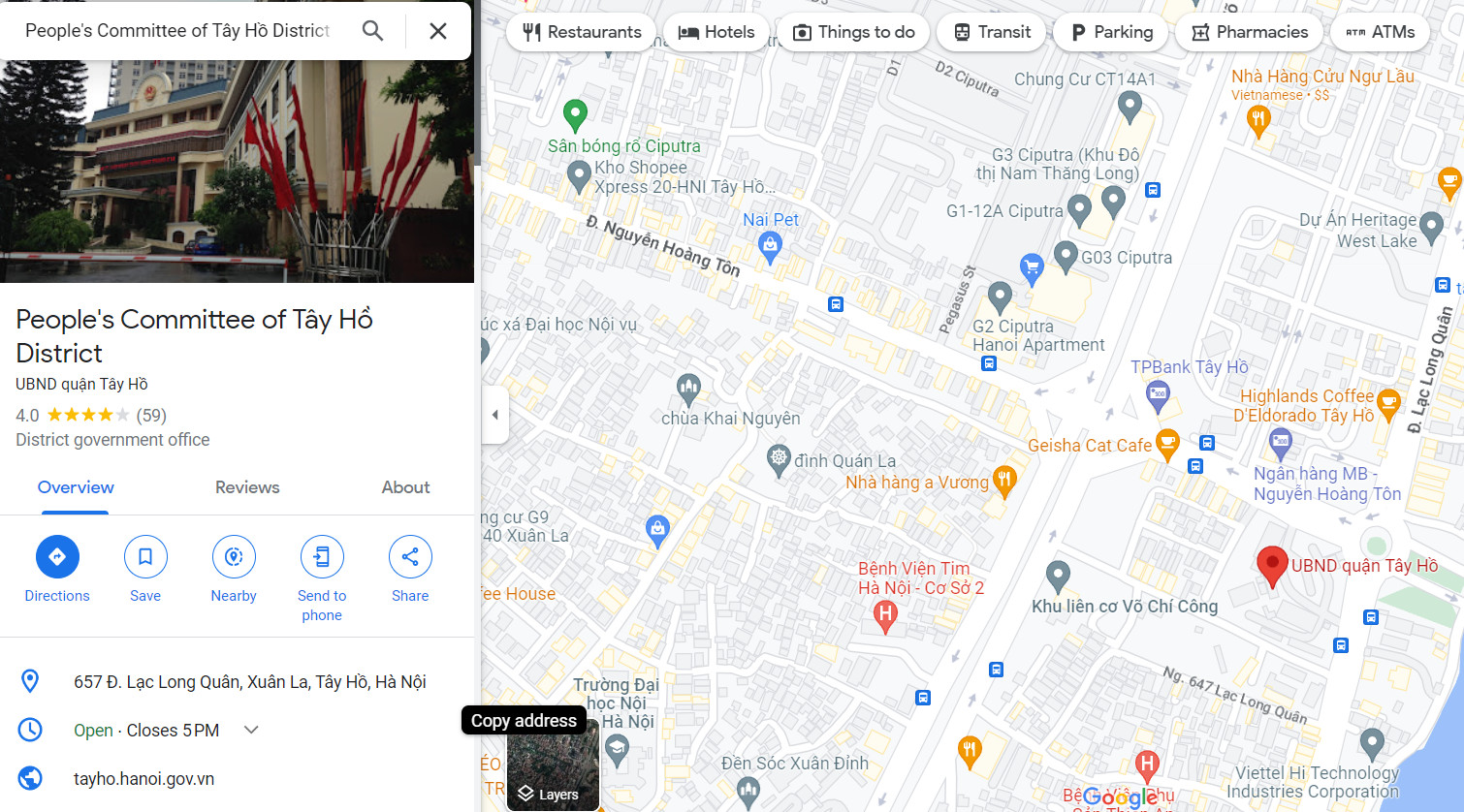 UBND quận Tây Hồ - Thông tin và địa chỉ